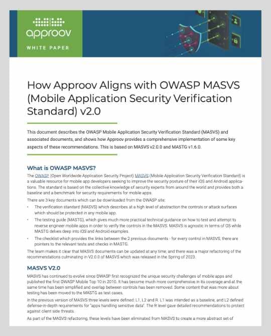 How Approov Aligns with OWASP MASVS v2.0